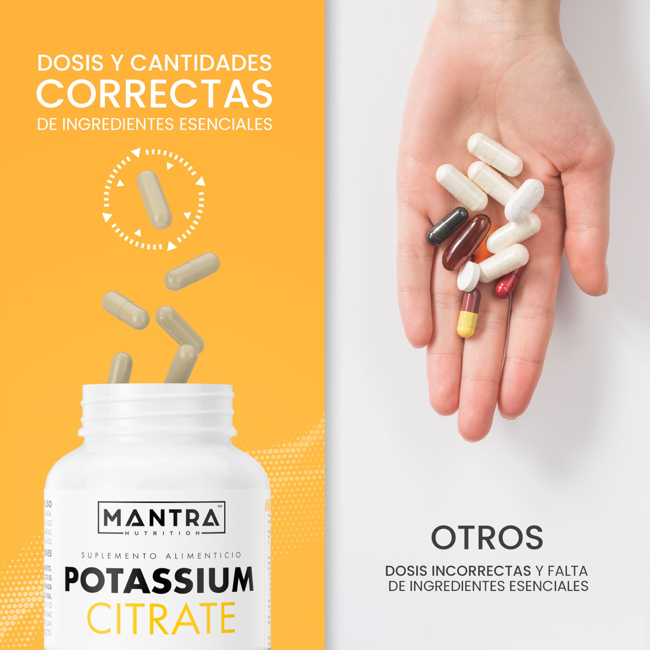 Vitaminas Mantra Nutrition Citrato de Potasio 365 Cápsulas Con Citrato ...