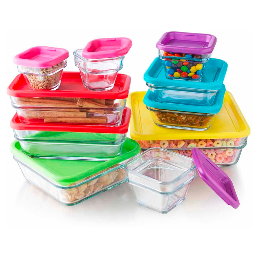 Juego de contenedores de vidrio 20 piezas, marca Libbey