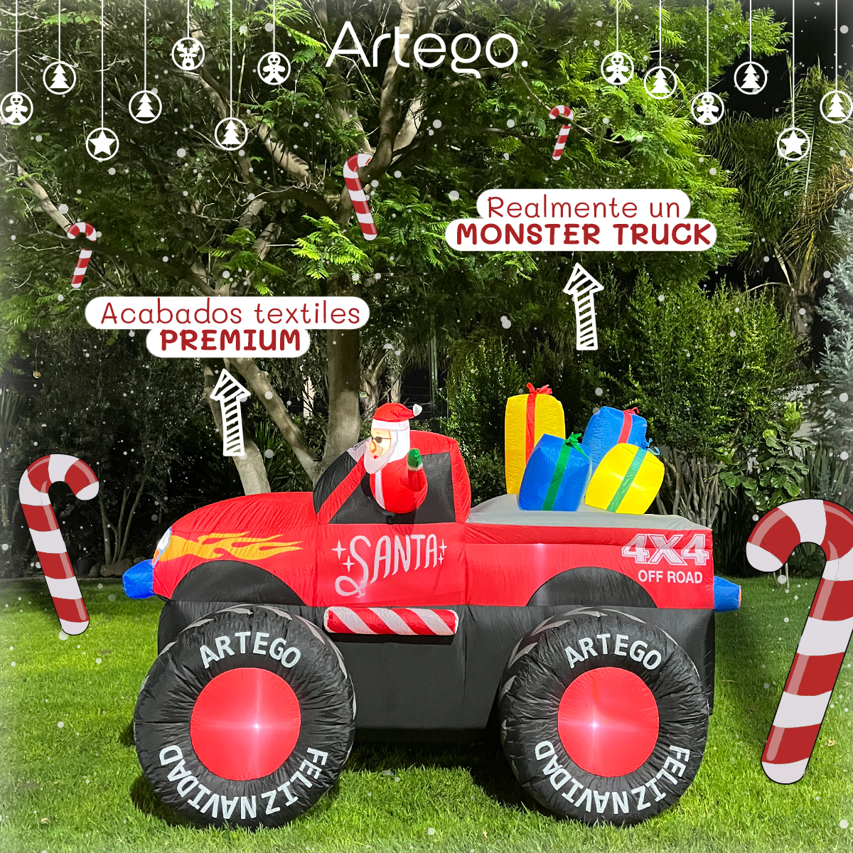 Inflable de Navidad Monster Truck Camioneta pick up de Santa con ...