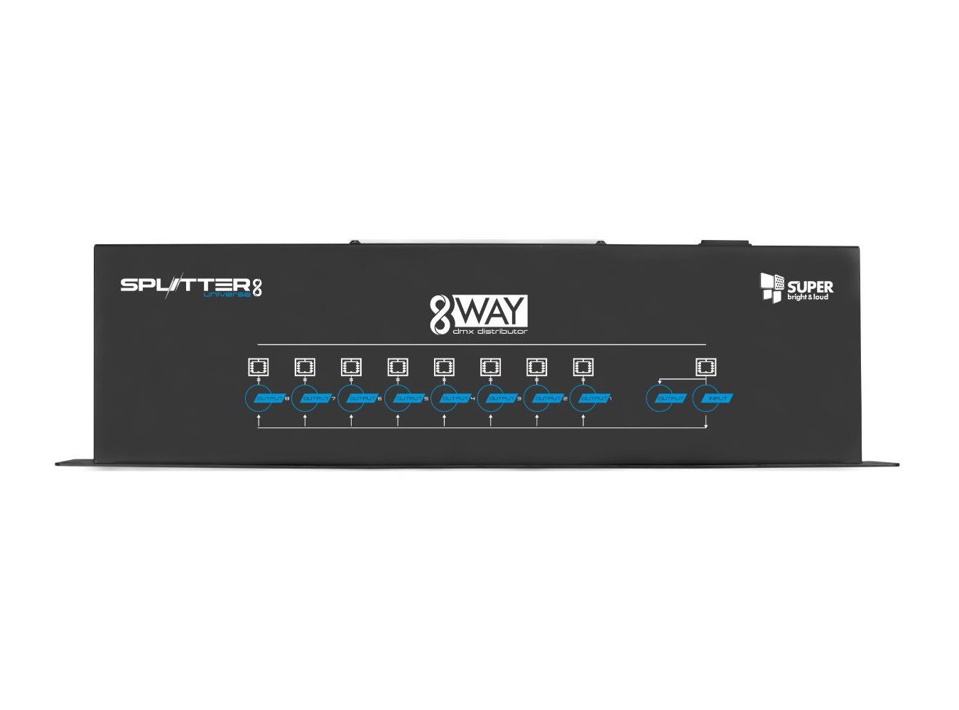 Splitter SUPER BRIGHT DMX Universe 8 para rack 1 entrada 8 salidas