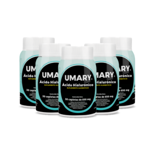 5 piezas Acido Hialuronico Umary con 30 cap de 850mg c/u