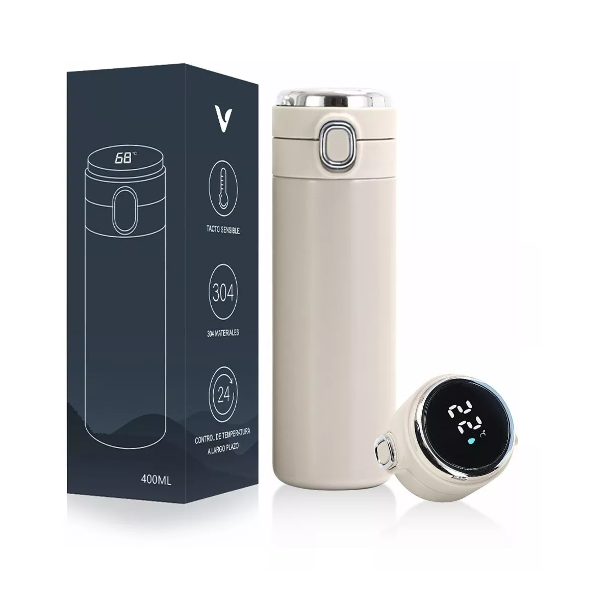 Termo Digital Inteligente De Acero Inoxidable 400ml Blanco