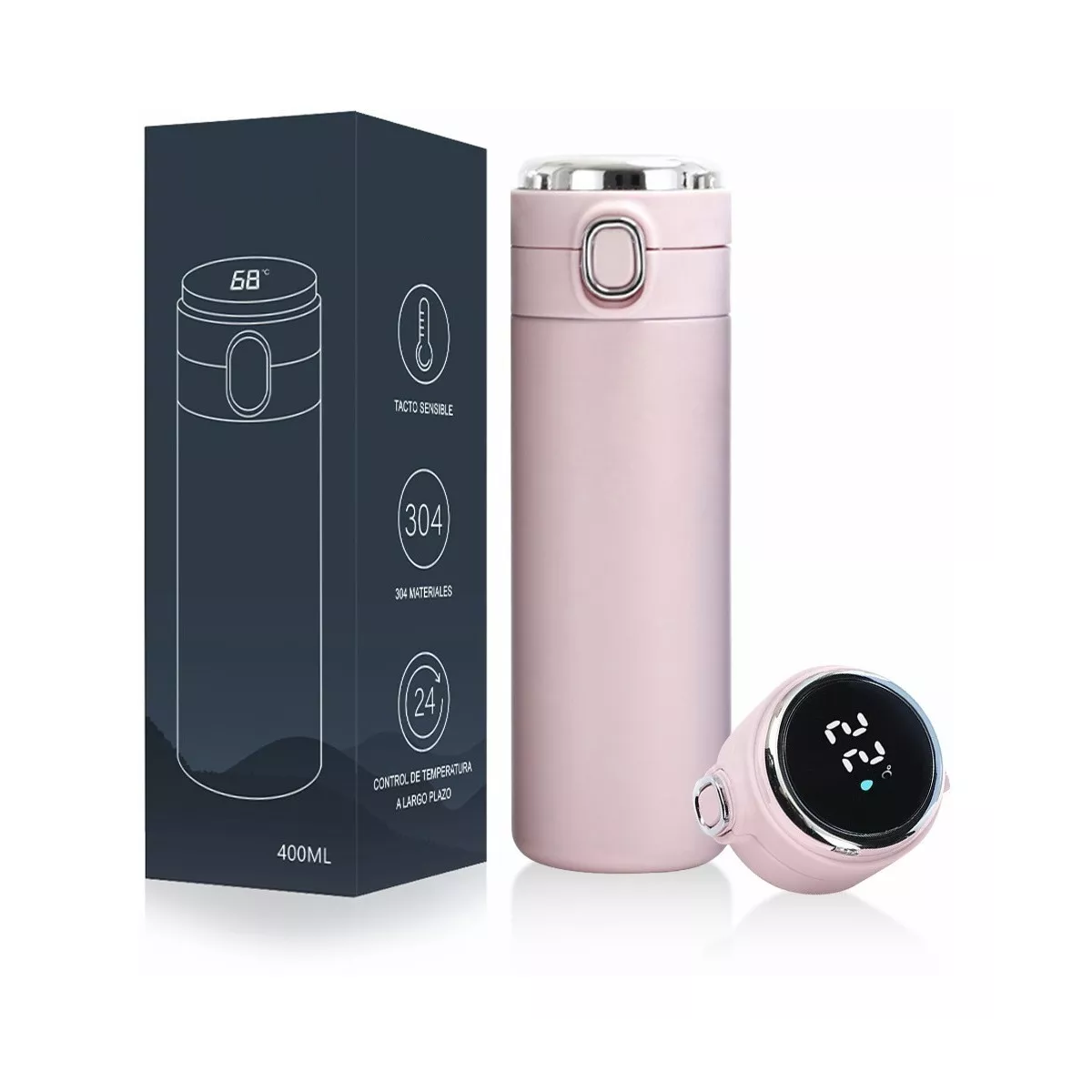 Termo Digital Inteligente De Acero Inoxidable 400ml Rosa