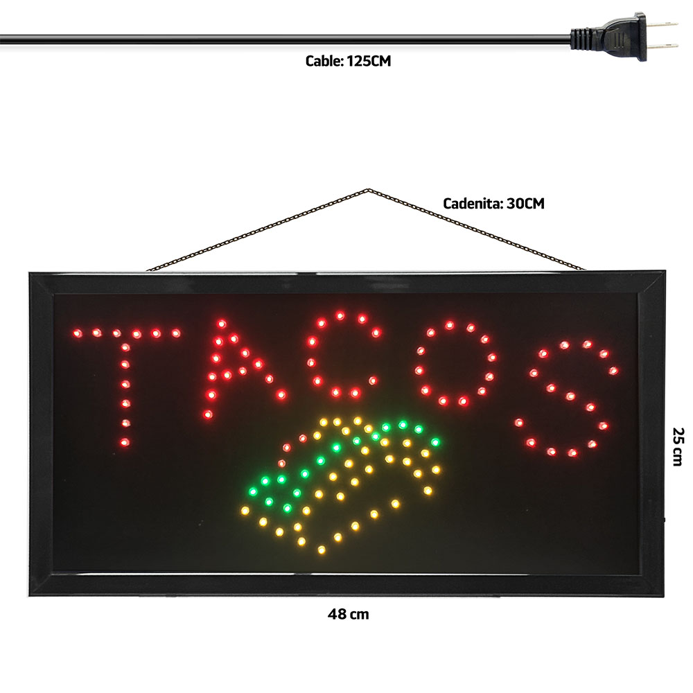 Letrero Led Publicitario Anuncio Luminoso de Tacos / Master / ML-LET-TACOS