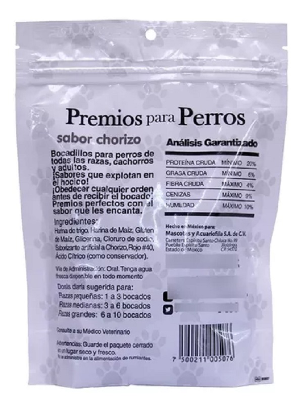 Premios para Perro Sabor Chorizo 100 g - Biomaa