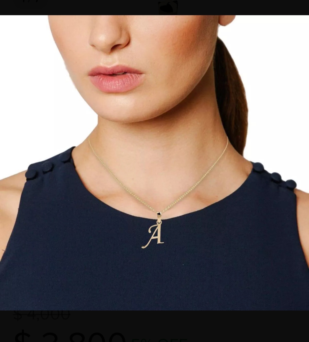 Juego Inicial Letra A + Cadena 50 Cm Oro 14 K + Obsequio