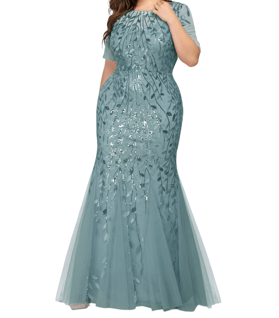 Vestido Elegante de Fiesta Largo Turquesa Dusty para Mujer con ...