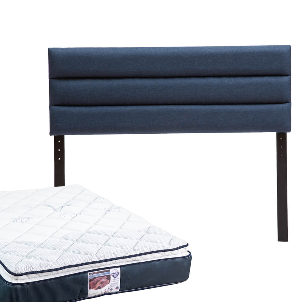 Colchón Queen Size Spring Air Monaco con Cabecera Dicasa Logan Lino Azul
