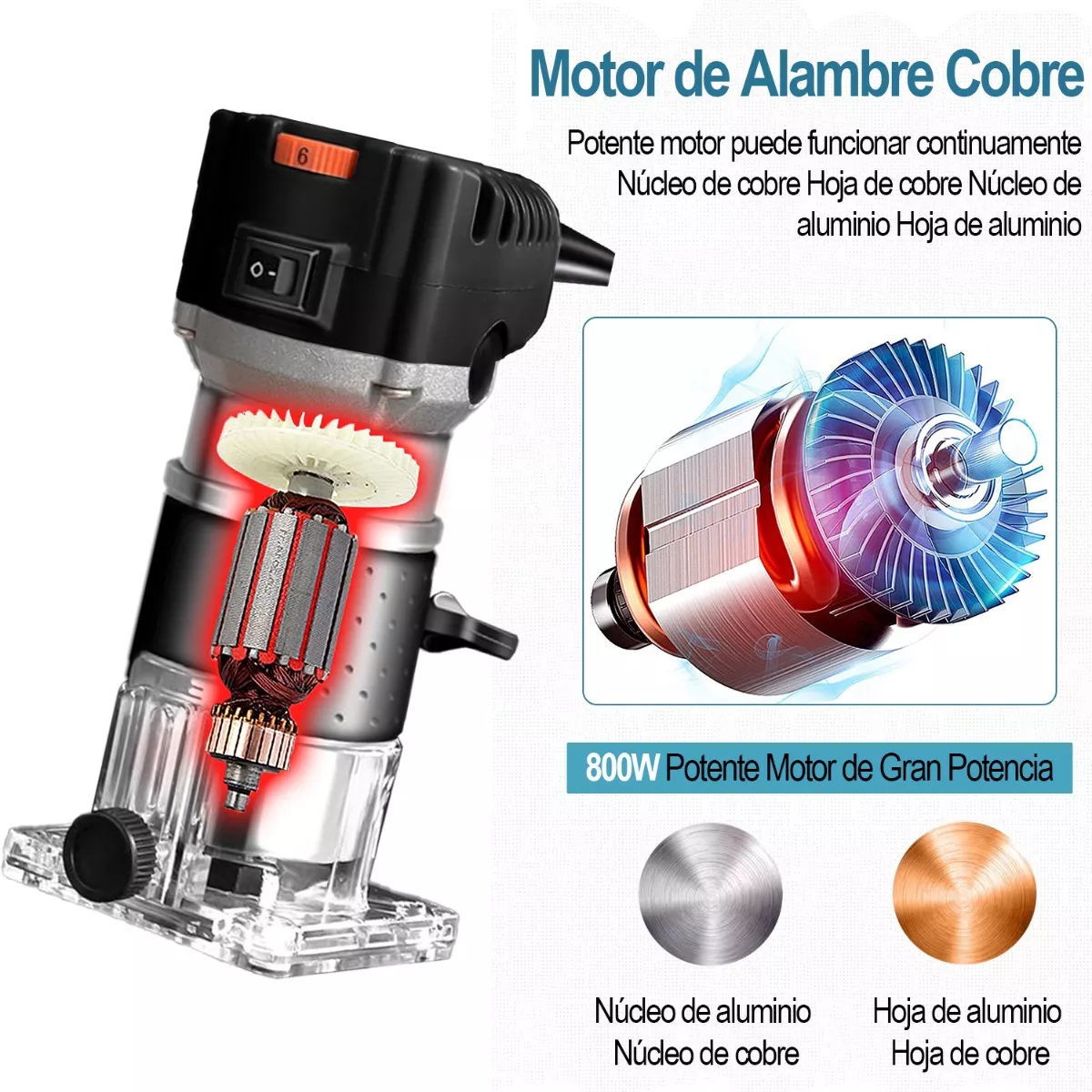 Router Madera Recortadora Rebajadora 6 Velocidades Variables