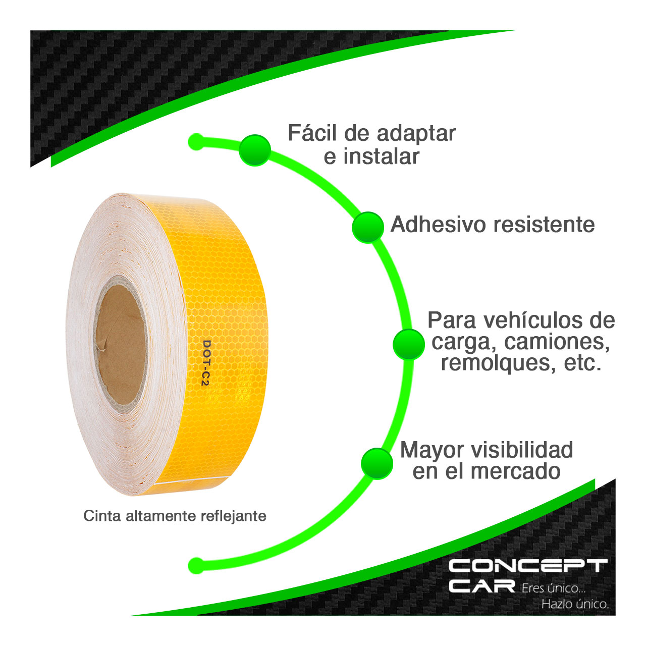 Rollo Cinta Barricada Reflejante Dot-C2 Tracto 5 Pulg 45m