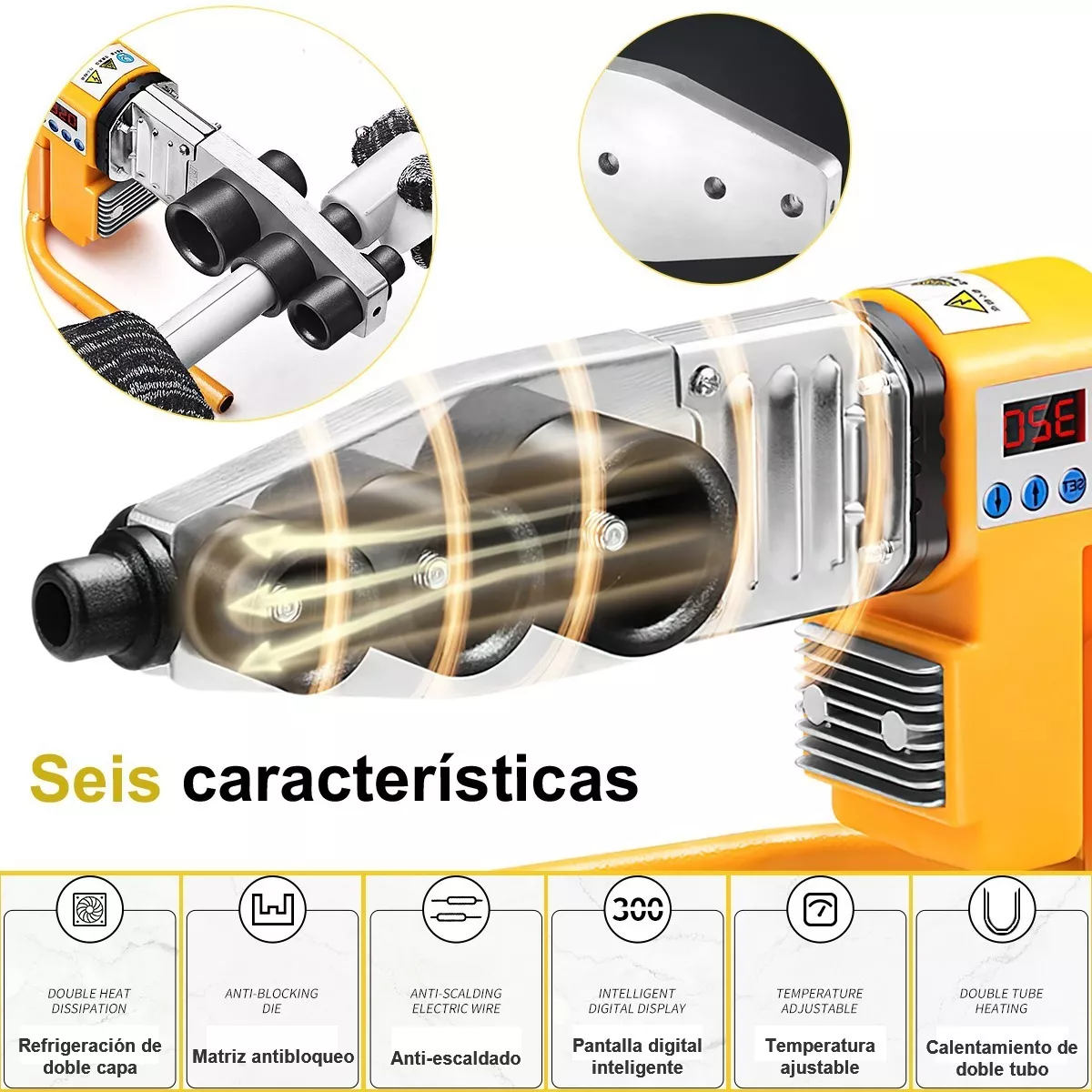 Kit De Termofusora 800w Con 6 Dados (20 Mm A 63 Mm) Ppr