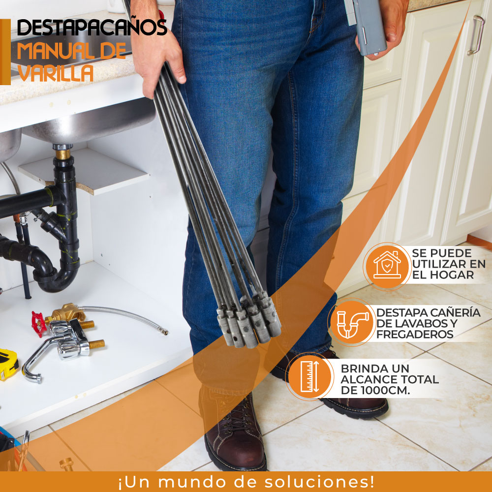 Destapacaños Manual De Varillas Aceradas Para Tubería Simple y efectiva para desbloquear ...