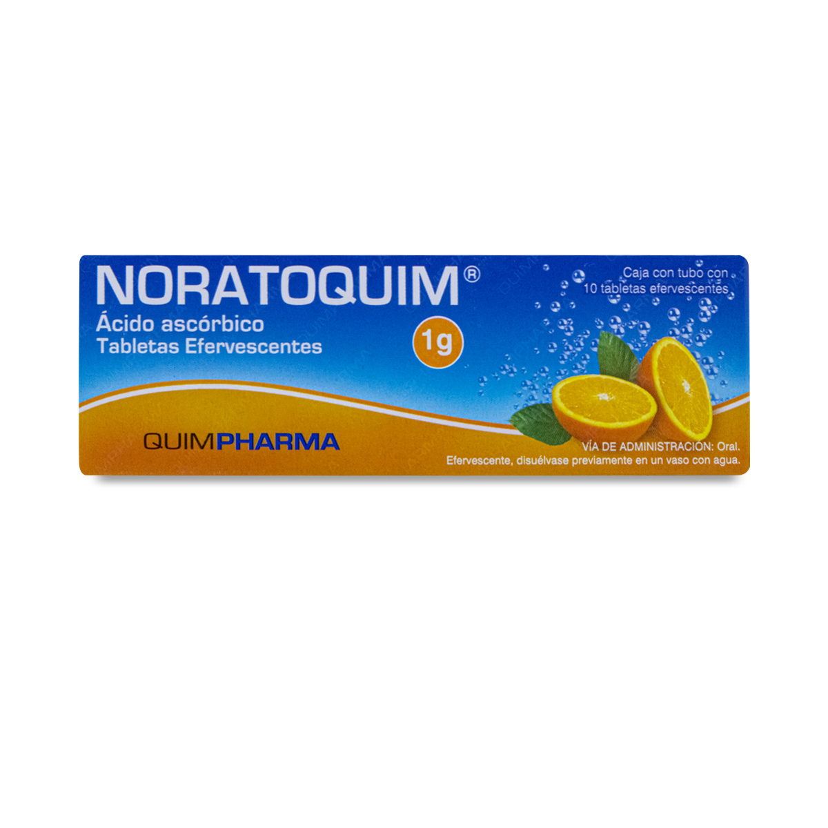 NORATOQUIM ACIDO ASCORBICO, 10 TABS EFERVS SABOR NARANJA, QUIMPHARMA