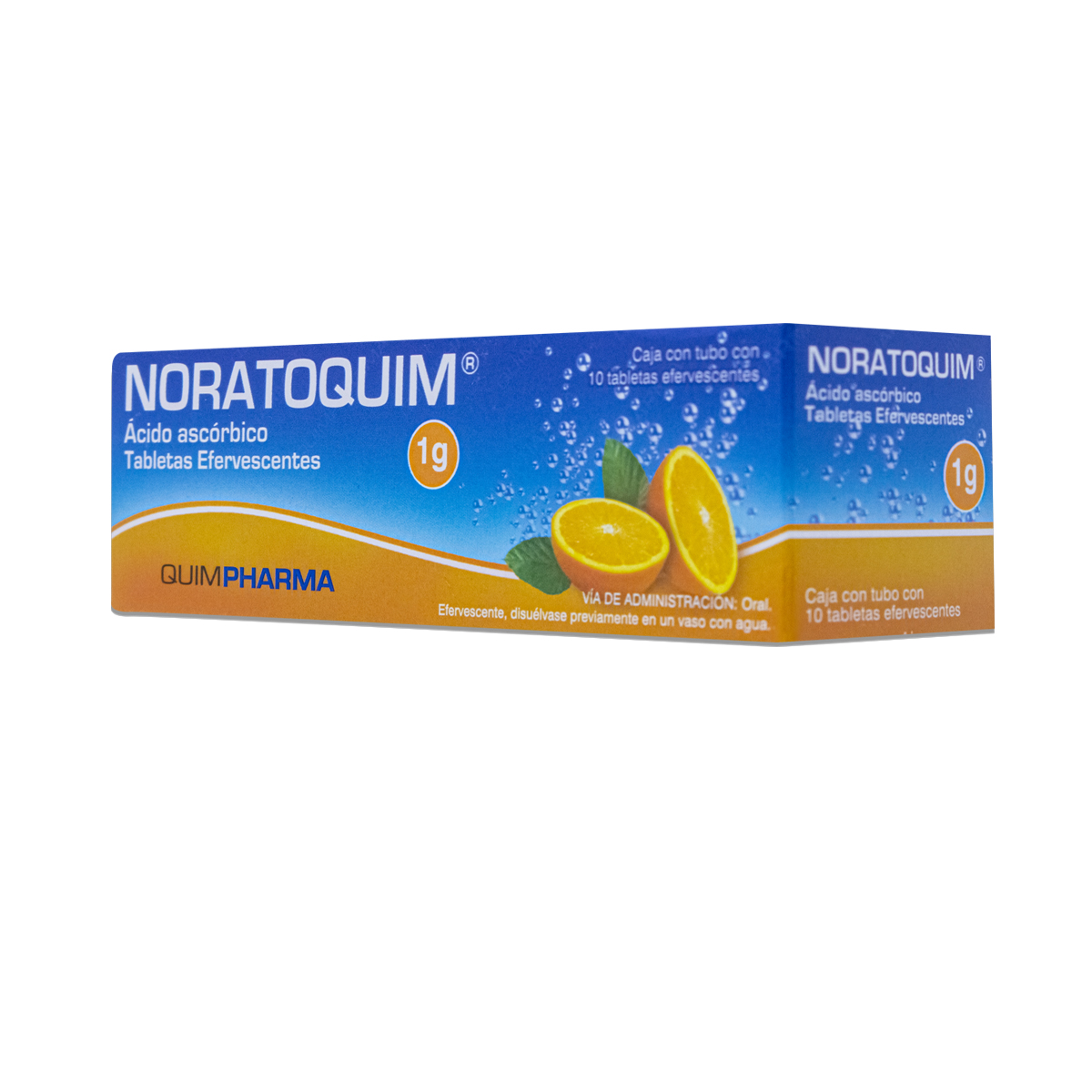 NORATOQUIM ACIDO ASCORBICO, 10 TABS EFERVS SABOR NARANJA, QUIMPHARMA