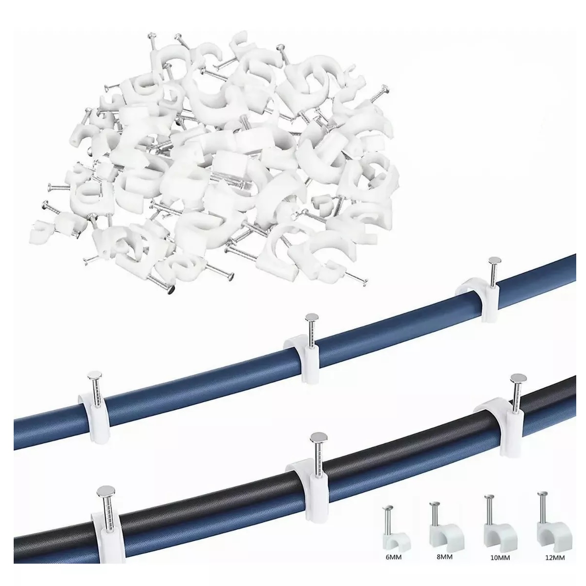 Kit Grapa De Plástico Para Cable Curvo Coaxial 6/8/10/12 Mm 400p