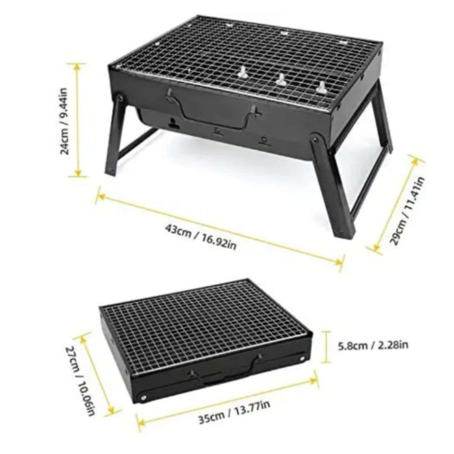 MINI ASADOR PORTATIL Y PLEGABLE DE ACERO INOXIDABLE