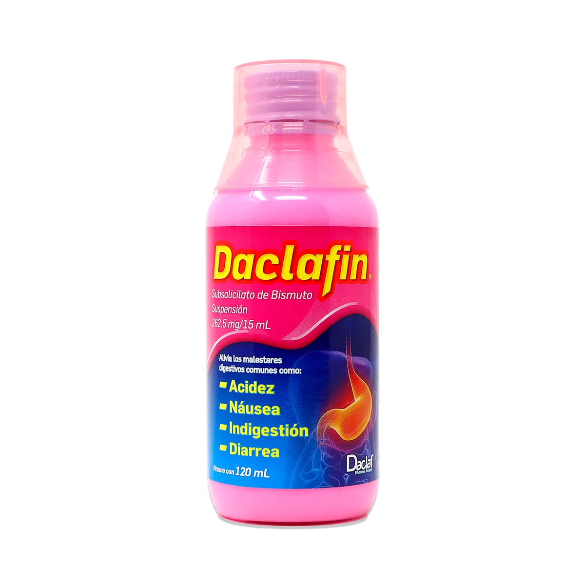 DACLAFIN SUBSALICILATO DE BISMUTO, SUSPENSION 262.5 MG / 15 ML, FRASCO CON 120 ML, DACLAF