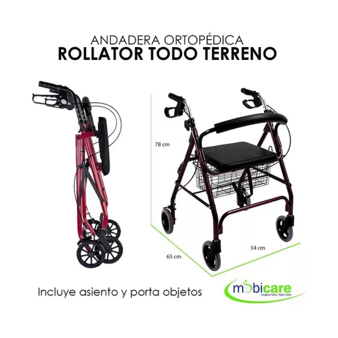 Andadera Ortopedica Asiento Silla Todo Terreno Adulto Mayor