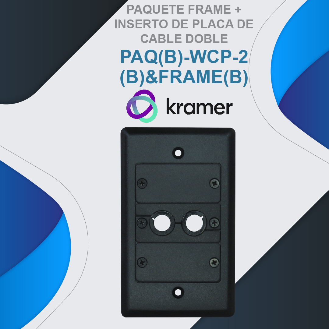 Placa Pared Para Paso De Cable Doble Wcp-2(b) Negro Kramer