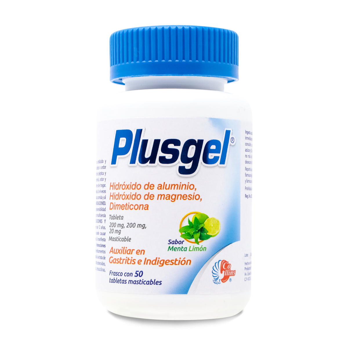 Plusgel 50Tabs Masticables 200Mg Sabor Menta-Limon