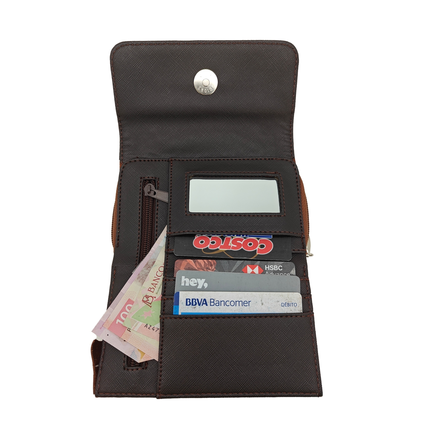 Cartera en Piel Vacuno Cincelada Fana Sofia Café