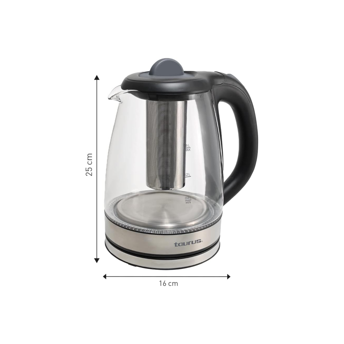 Taurus wonder, Tetera Eléctrica, Hervidor de agua con infusor, color gris