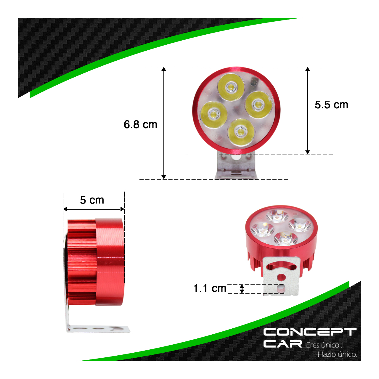 Par Faro Redondo 4 Led Auxiliar 12w Alta Baja Estrobo Color