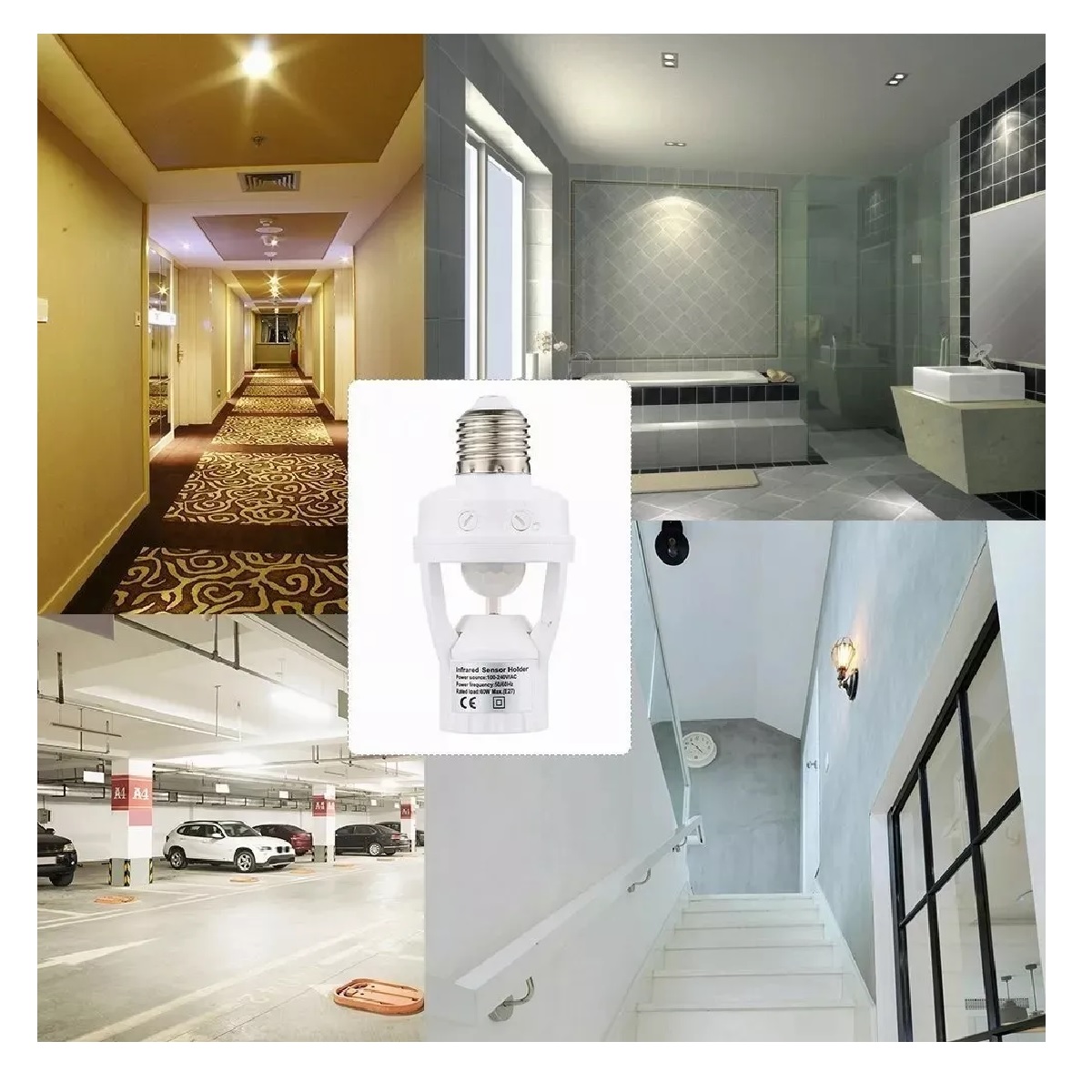 Socket Con Sensores De Movimiento 360 grados Y Luminosidad 60w E27