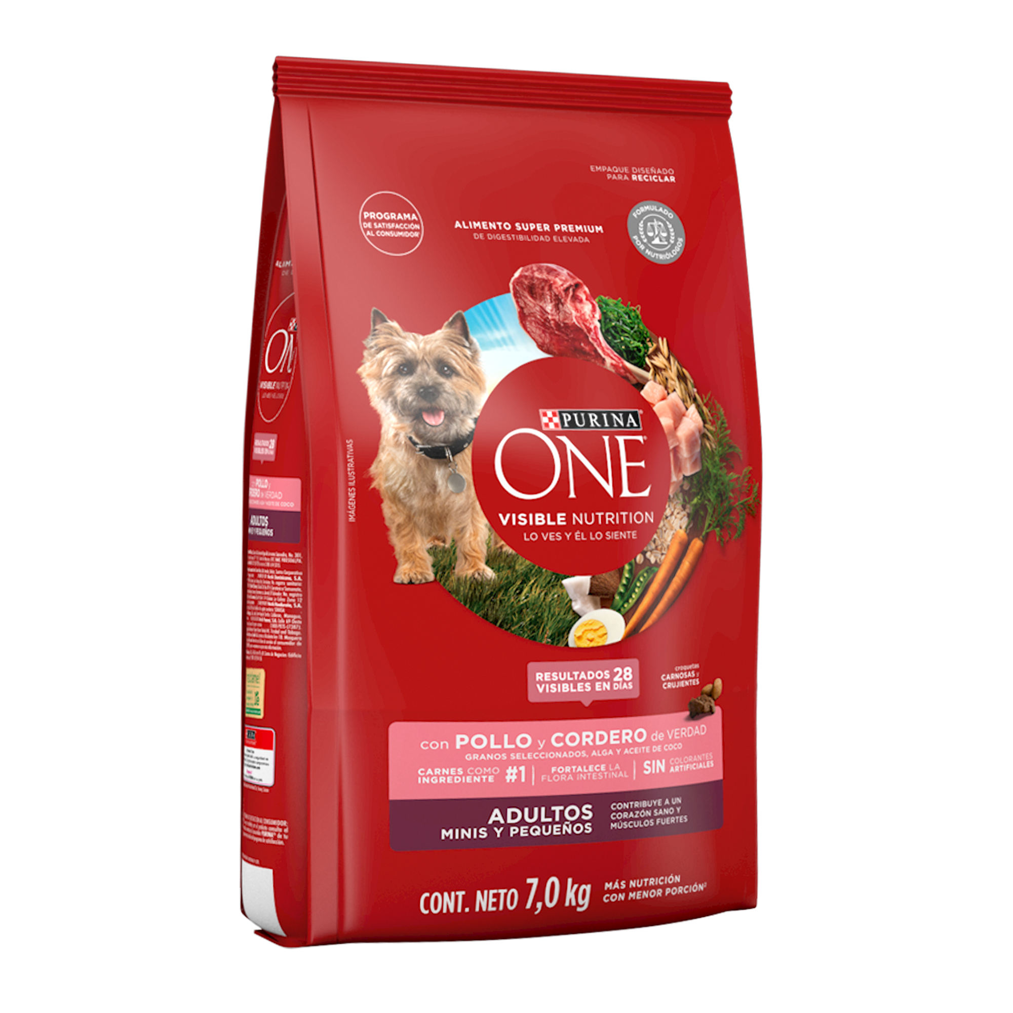 Alimento para Perro Purina One Adultos Minis y Pequeños Pollo y Cordero 7kg.