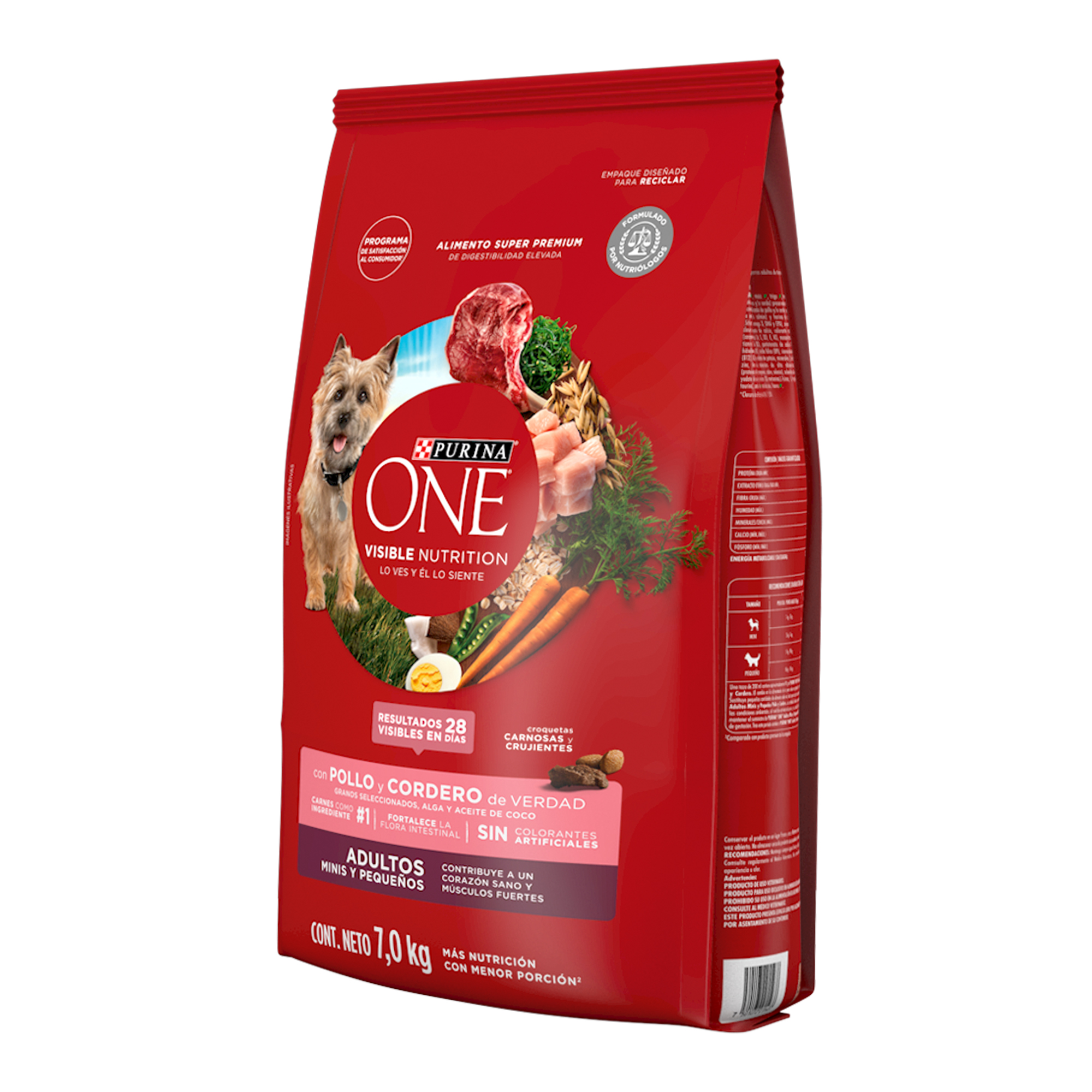 Alimento para Perro Purina One Adultos Minis y Pequeños Pollo y Cordero 7kg.