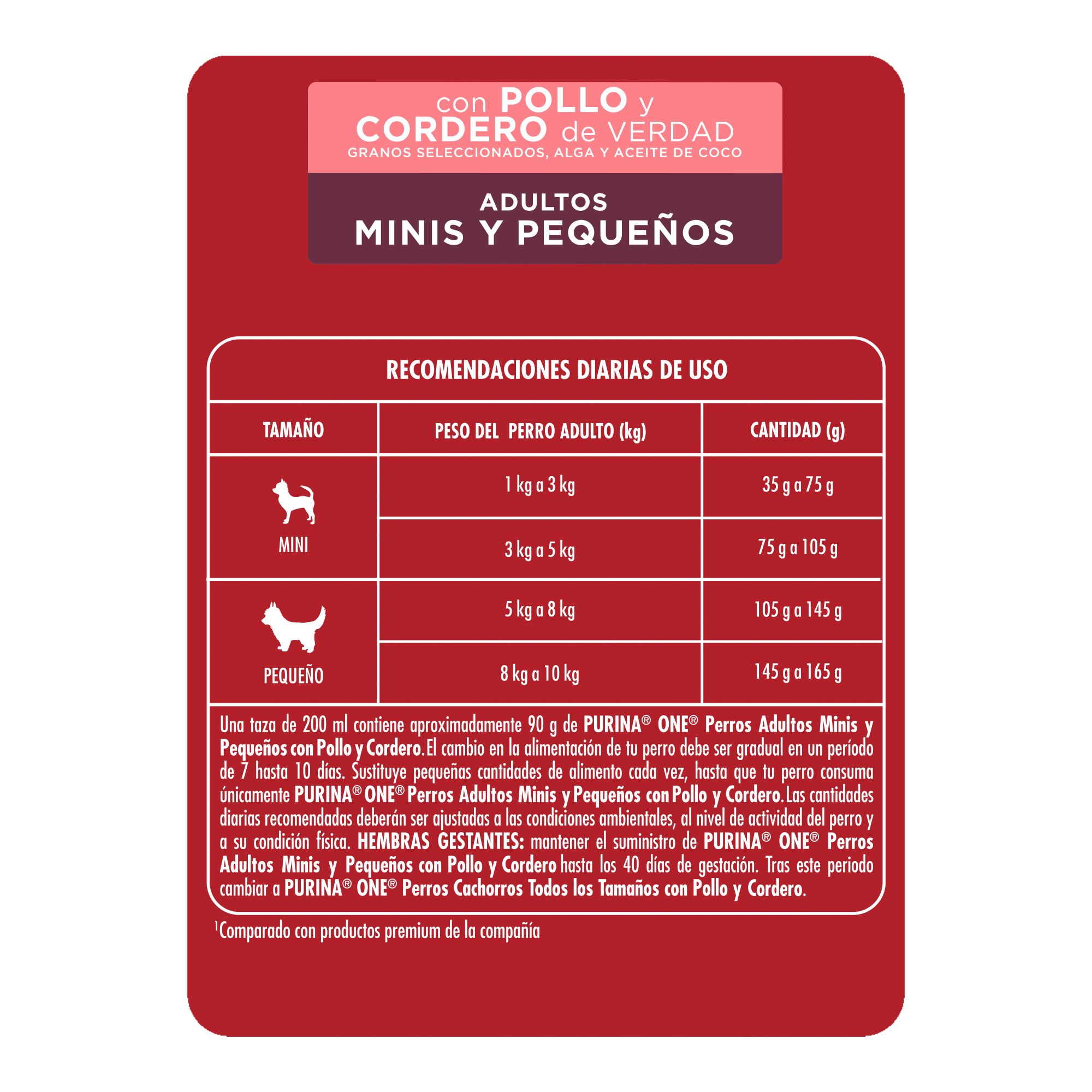 Alimento para Perro Purina One Adultos Minis y Pequeños Pollo y Cordero 7kg.
