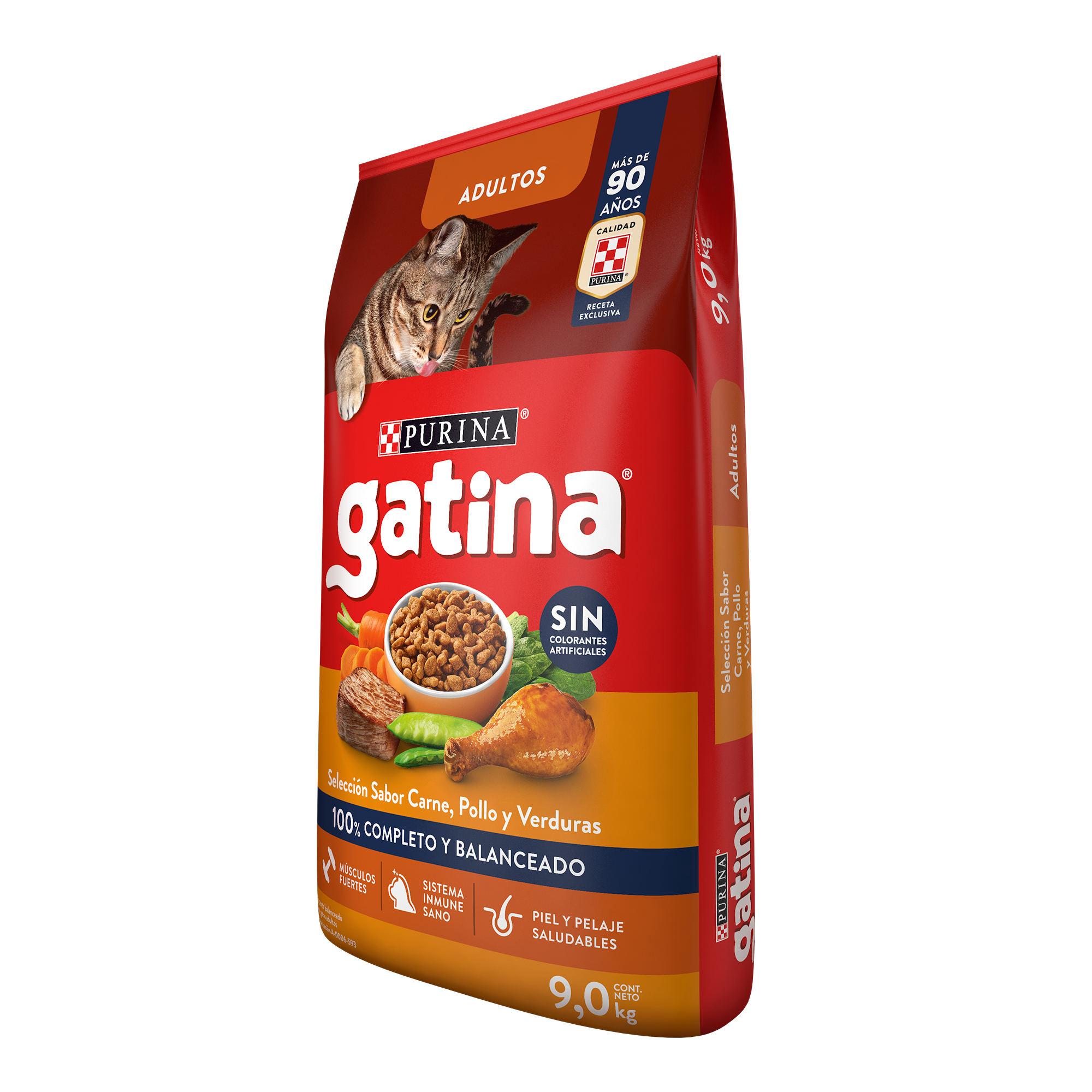 Alimento para Gato Purina Gatina Adultos Carne, Pollo y Verduras 9kg