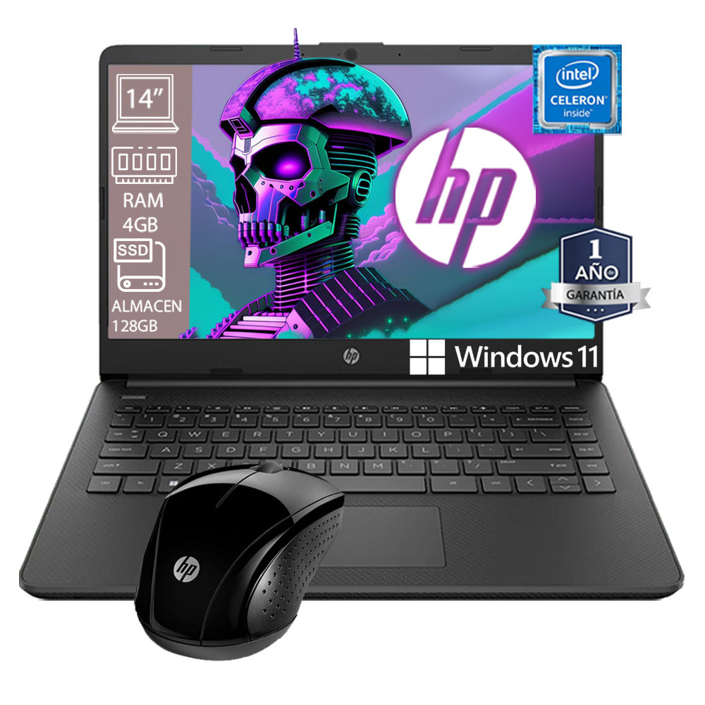 Laptop HP 14-DQ0526LA Intel Celeron Ram 4GB SSD 128GB Windows 11 ...