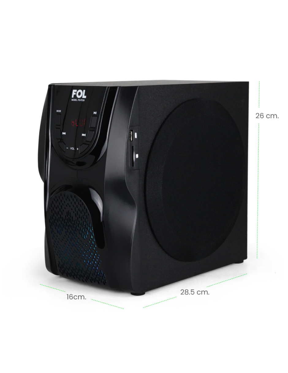 Mini componente de 3 bocinas y control remoto con luz FOL FS-P239