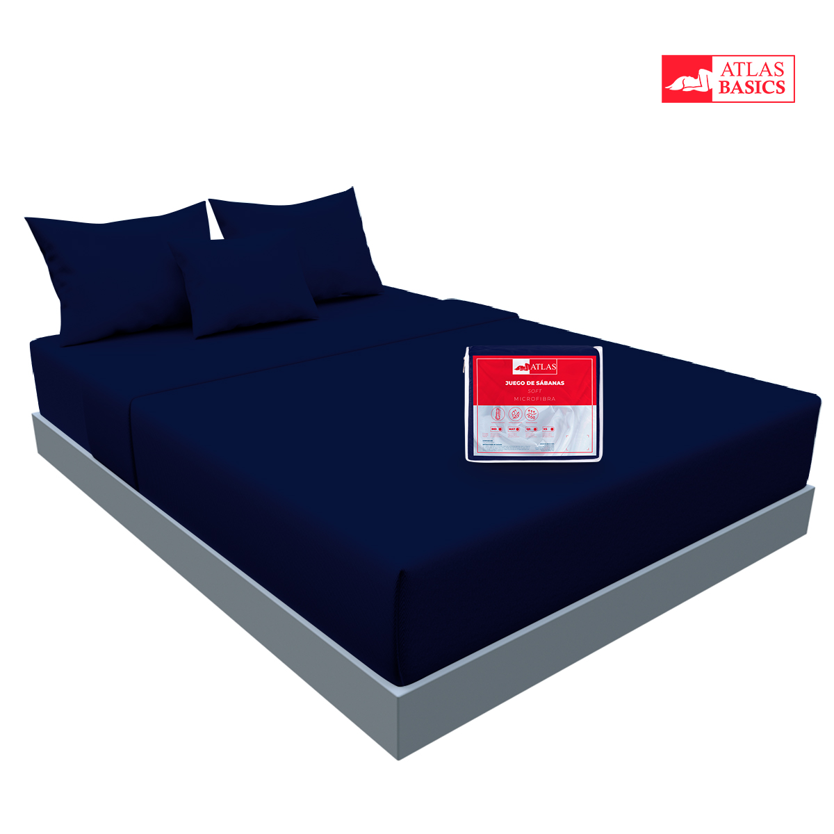 Juego De Sabanas Atlas Soft King size Marino