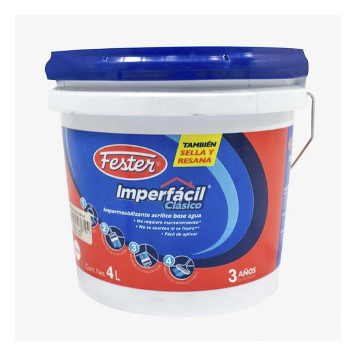 Cubeta Impermeabilizante Fester 3 años blanco 4L imperfacil