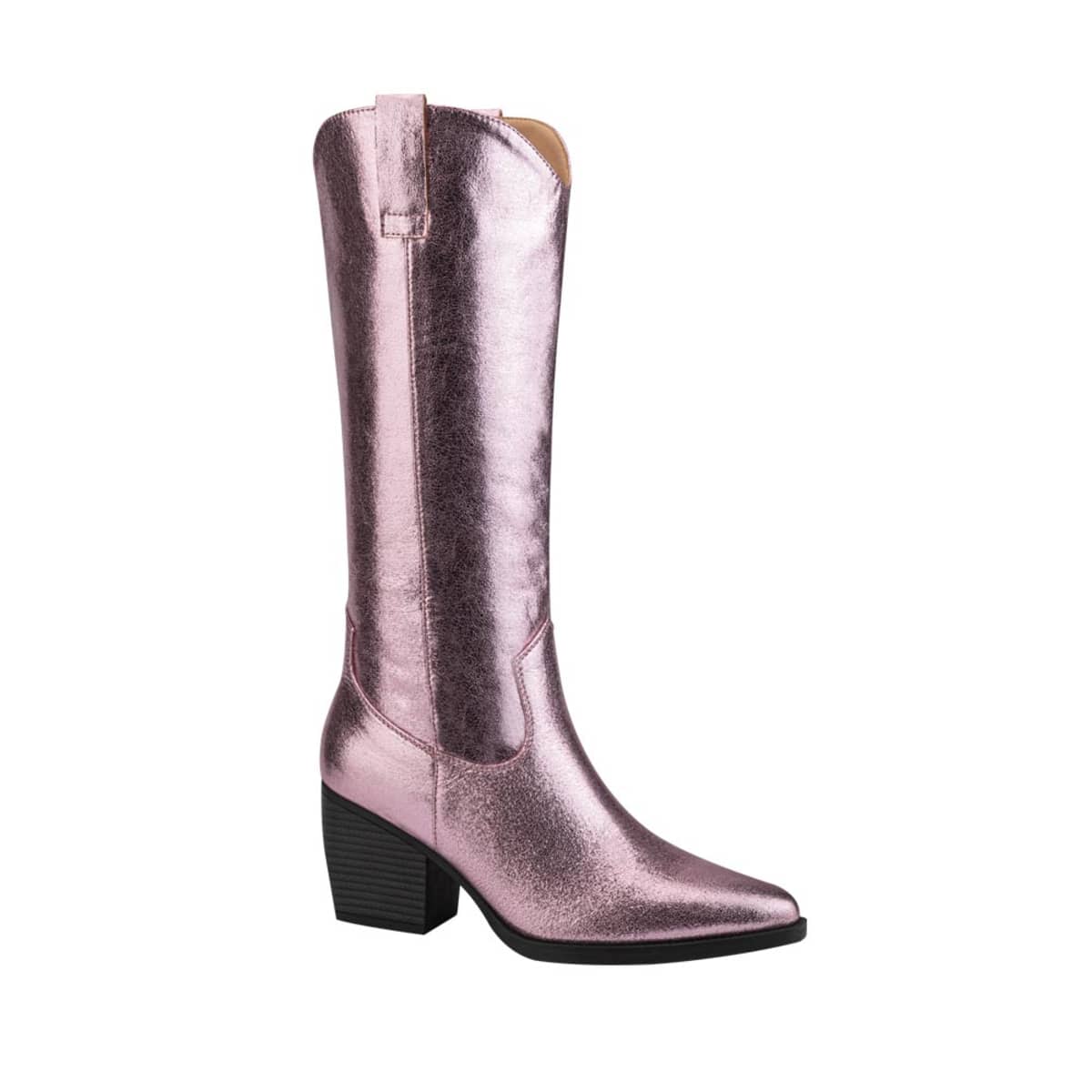 Botas vaqueras rosa metálico, marca Tierra Bendita, con tubo bordado ...