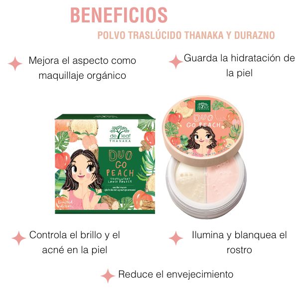 Polvo translúcido Durazno. Alta pigmentacion Polvo. Proteccion UVA y UVB. Control Acne