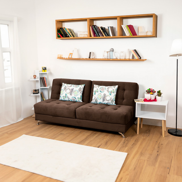 Sofa cama reclinable Modelo iris color Cafe para dos personas incluye cojines