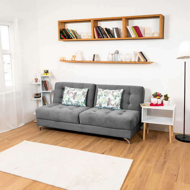 Sofa cama reclinable Modelo iris color Gris para dos personas incluye cojines