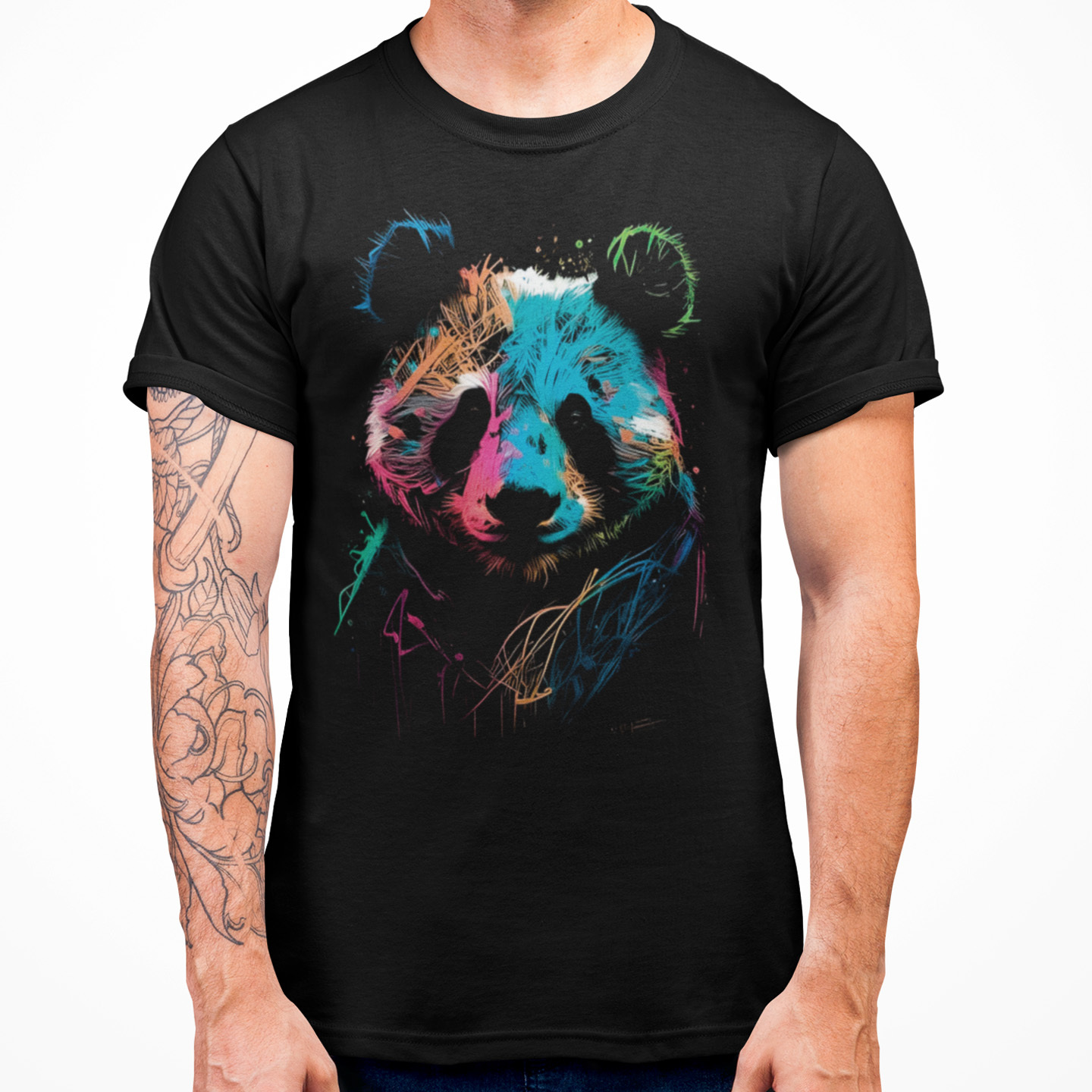 Playera Caballero y Dama Oso Panda Animales Colores