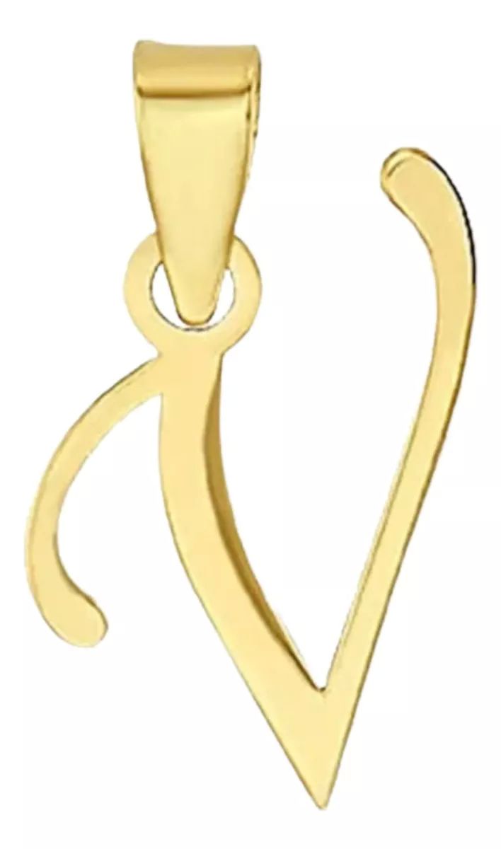 Juego Collar Letra V Lisa + Aretes Bola 10k + Regalo