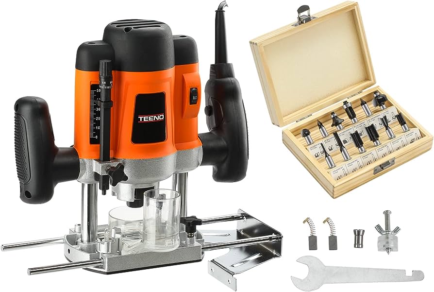 Router Teeno 1200W, 110V con 12 accesorios.