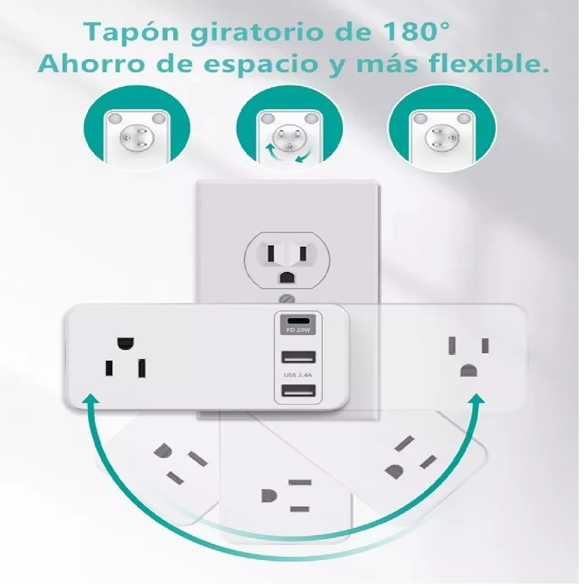 Multicontacto Pared Con Usb Y Pd Tipo C Adaptador Regleta