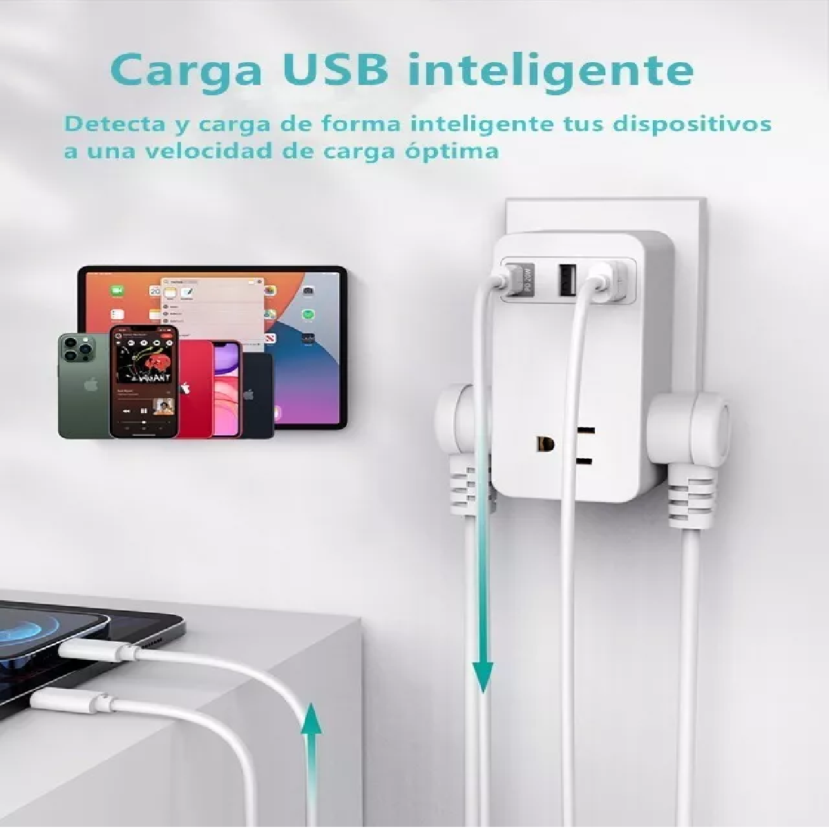 Multicontacto Pared Con Usb Y Pd Tipo C Adaptador Regleta