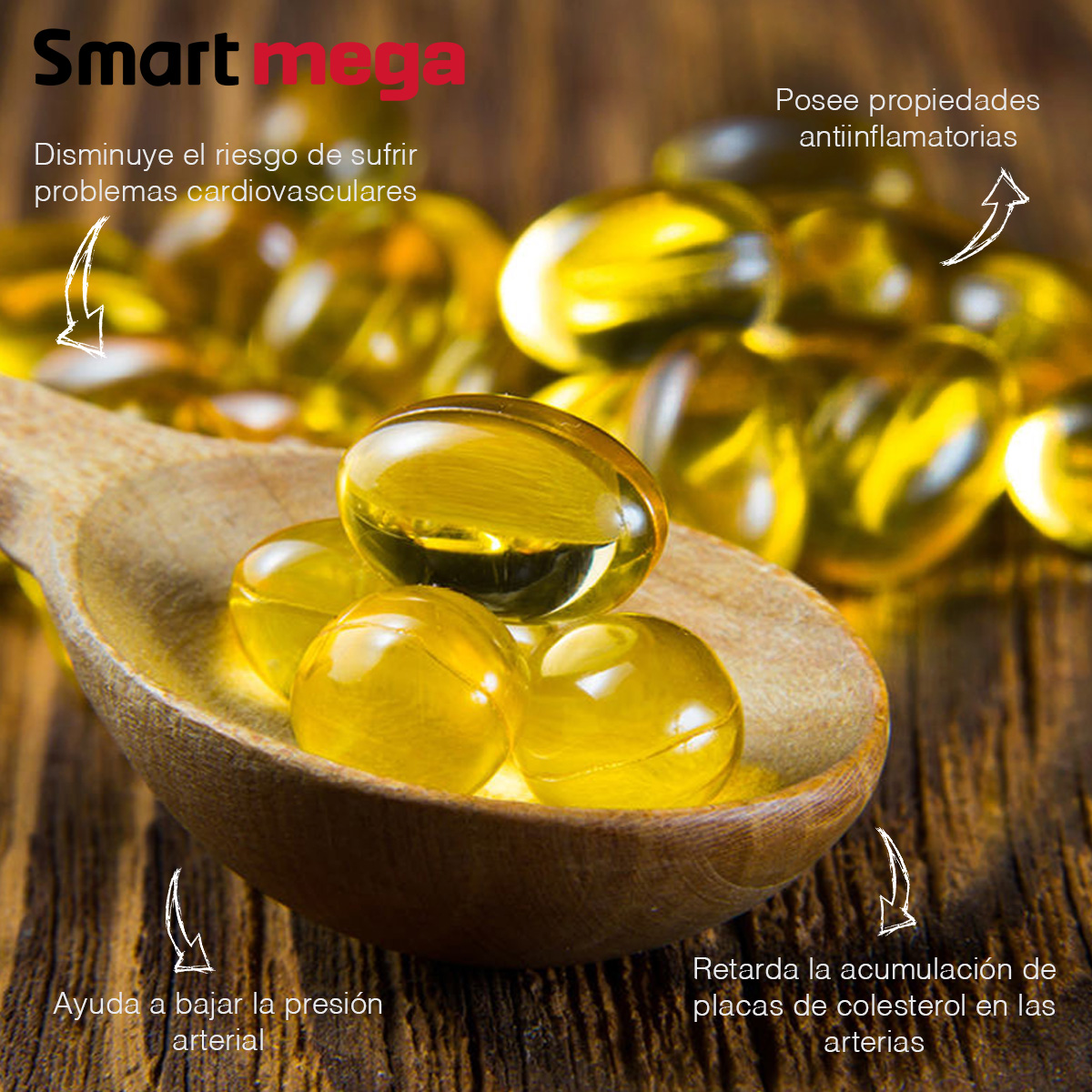 Smart Mega OMEGA 3 33% EPA + 22% DHA 30 capsulas Suplemento alimenticio