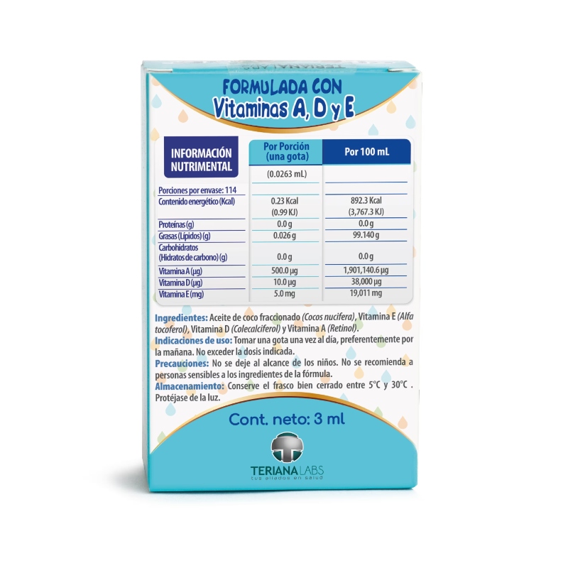 OneDrop Suplemento de Vitaminas A, D y E con base de Aceite de Coco