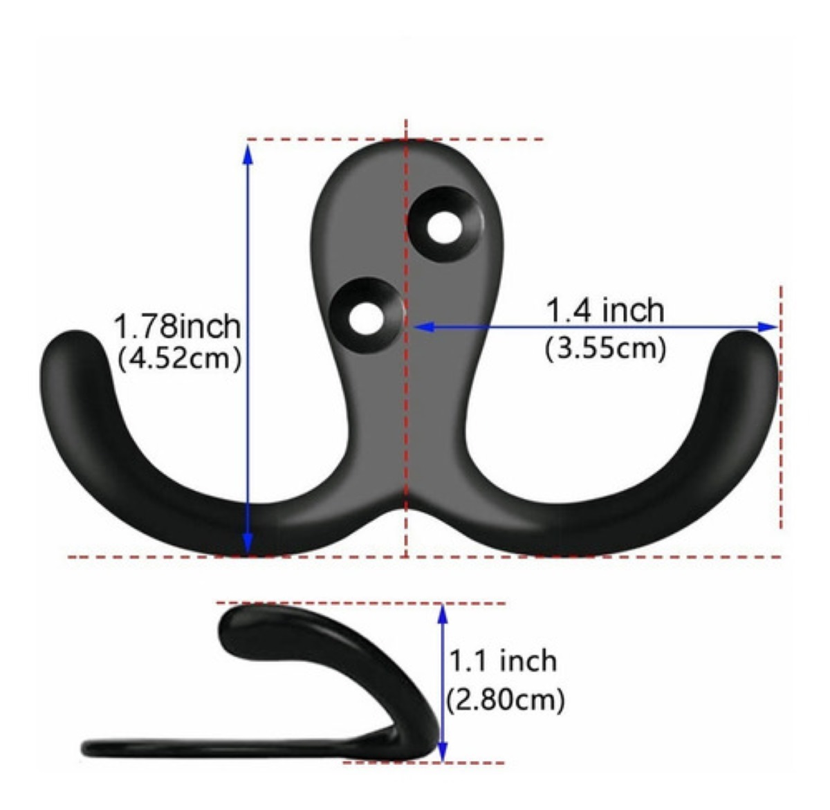 10 Piezas Ganchos Perchero Acero Inox Doble Colgador Pared Negro