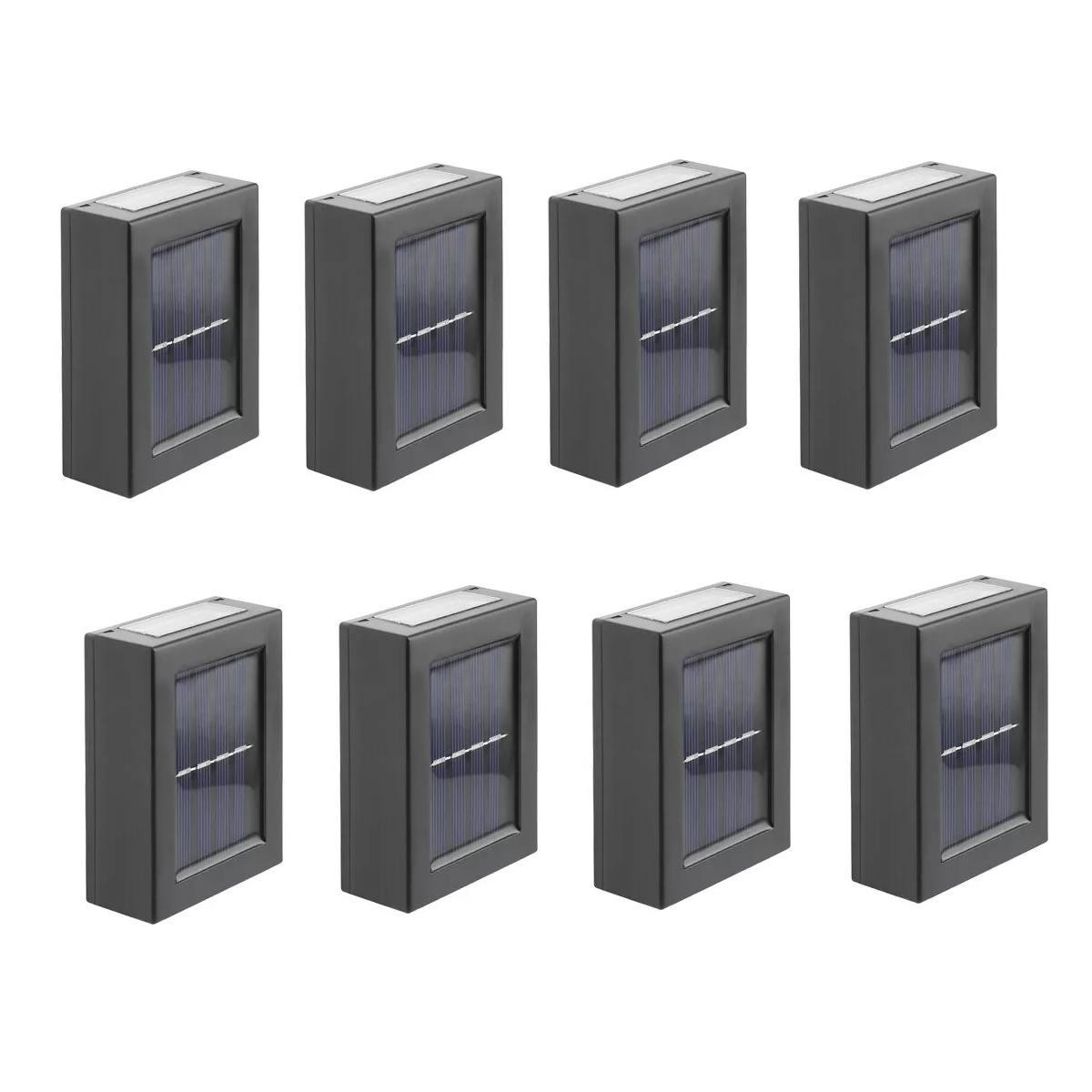 Set Lámpara Solar Recargable Luz Solar Exterior Pared 8 Piezas