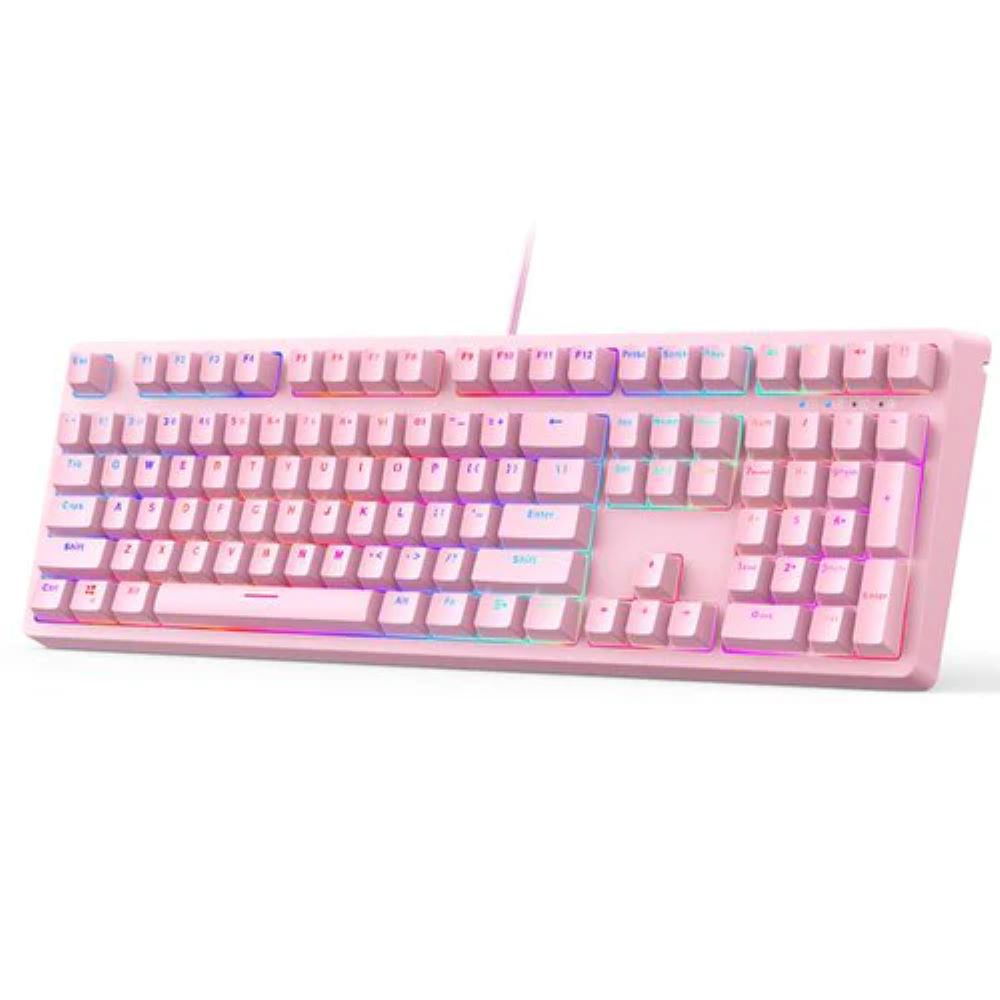 Teclado Mecánico Gamer Aukey Rgb Color Rosa
